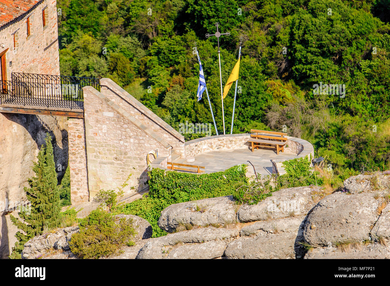 Monastery complex in Meteora mountains, Thessaly, Greece. UNESCO World ...