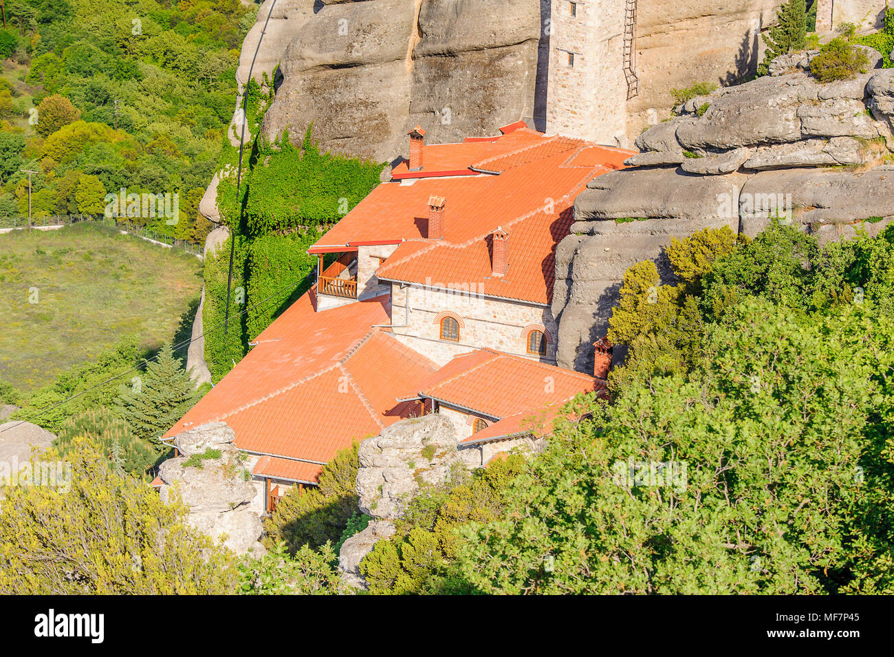 Monastery complex in Meteora mountains, Thessaly, Greece. UNESCO World ...