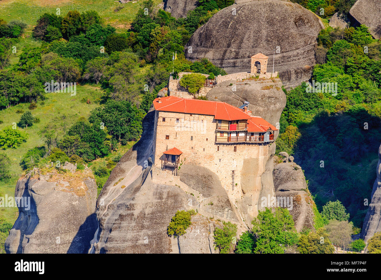 Monastery complex in Meteora mountains, Thessaly, Greece. UNESCO World ...