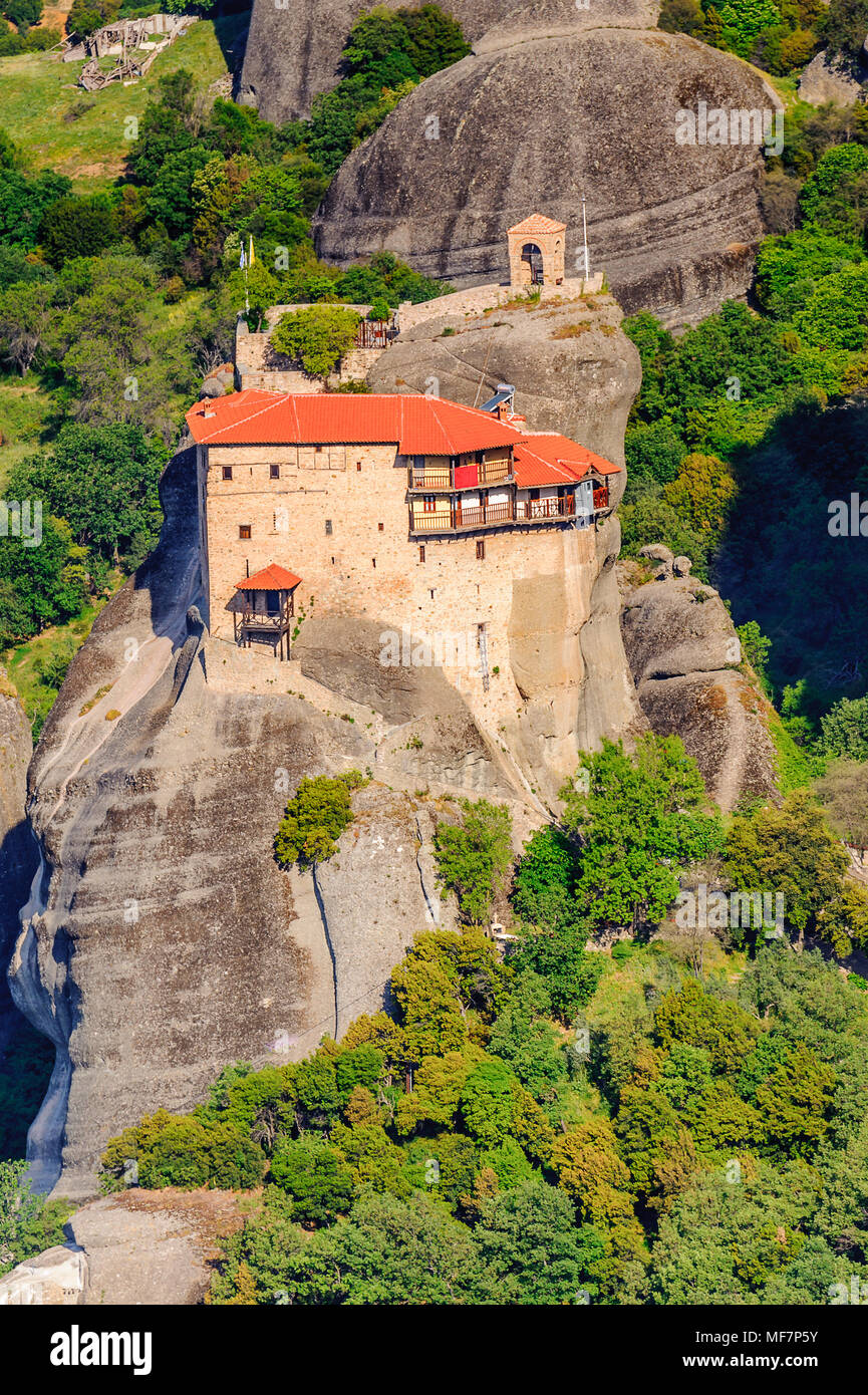 Monastery complex in Meteora mountains, Thessaly, Greece. UNESCO World ...
