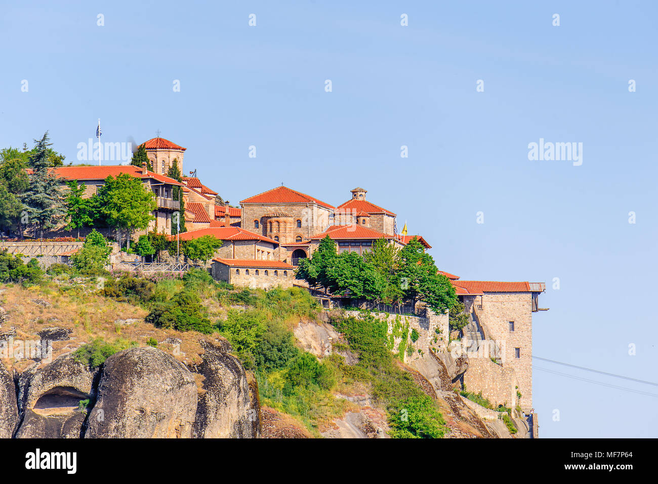 Monastery complex in Meteora mountains, Thessaly, Greece. UNESCO World ...