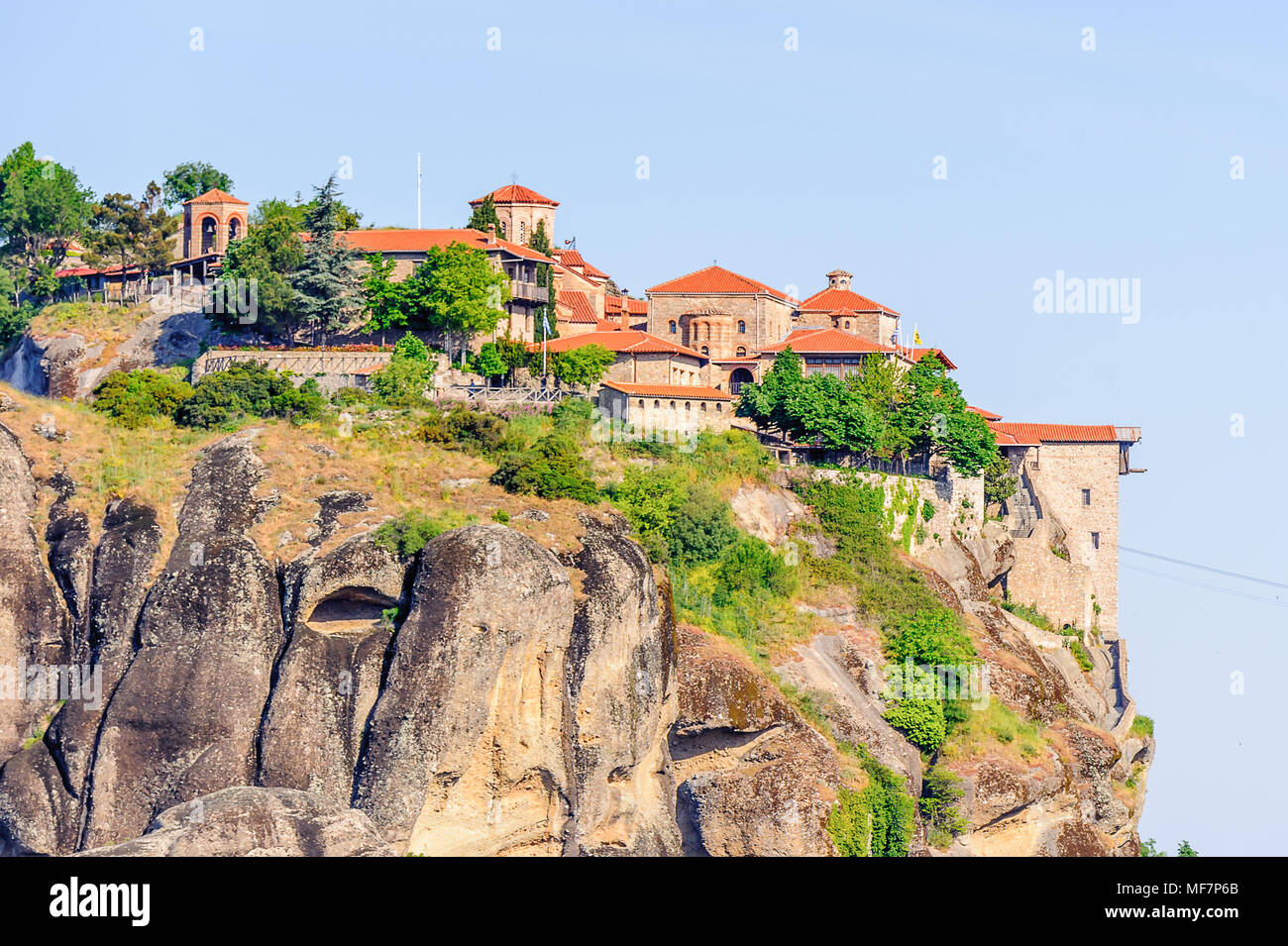 Monastery complex in Meteora mountains, Thessaly, Greece. UNESCO World ...