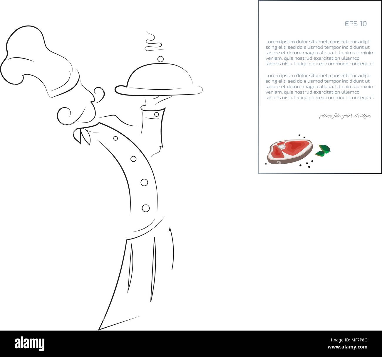 Silhouette of the chef. Place under the restaurant's menu, coffee Stock ...