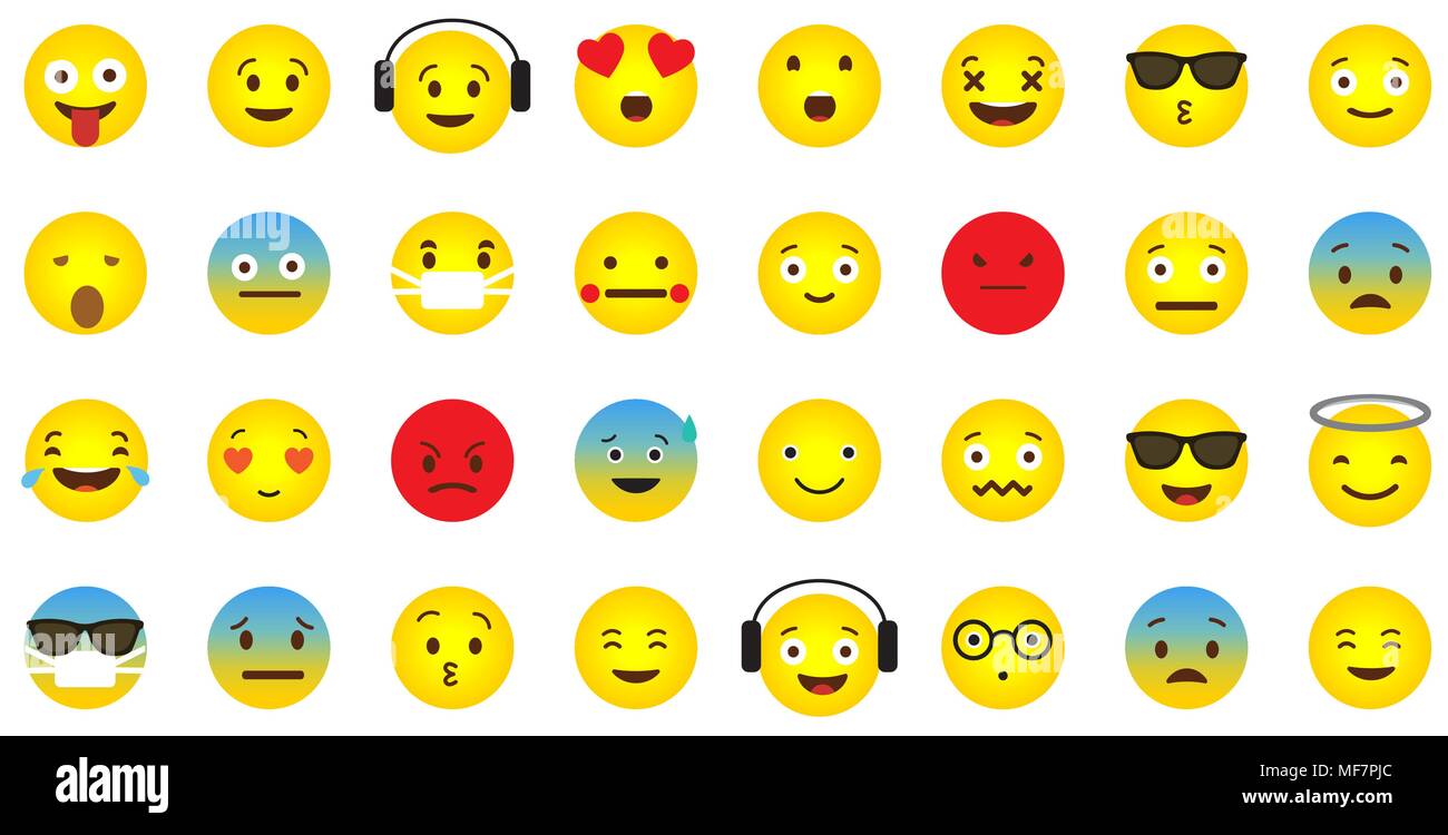 Emoji icon collection with different emotional faces Stock Vector Image ...