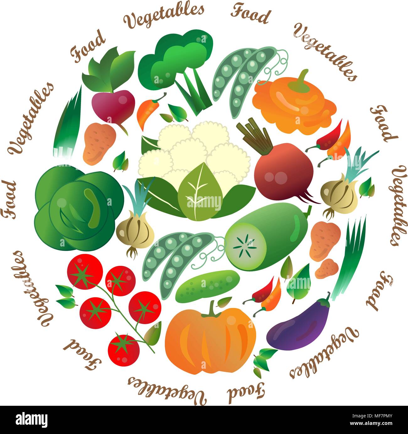 Pattern with colorful vegetables. Vector illustration of logo for your ...