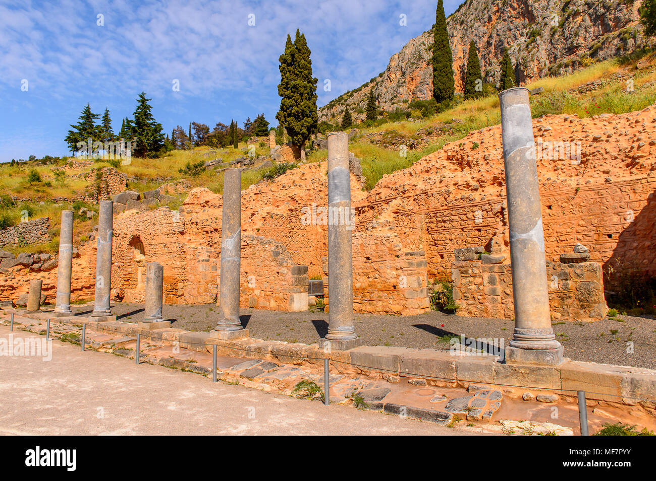 Columns in Delphi, an archaeological site in Greece, at the Mount ...