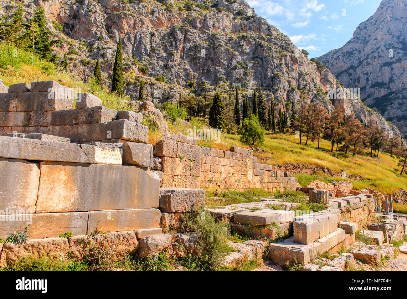 Ancient ruins of Delphi, an archaeological site in Greece, at the Mount ...