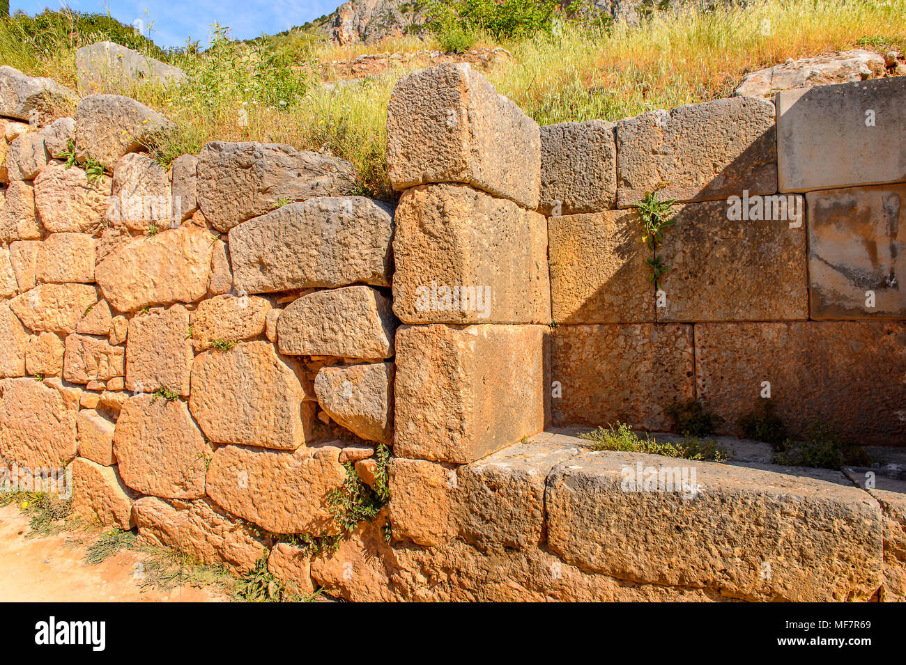 Ancient ruins of Delphi, an archaeological site in Greece, at the Mount ...