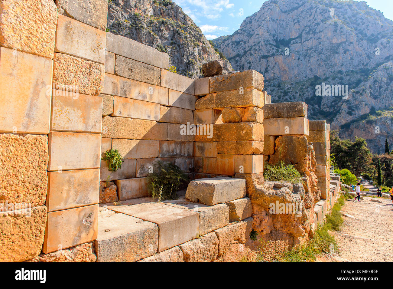 Ancient ruins of Delphi, an archaeological site in Greece, at the Mount ...