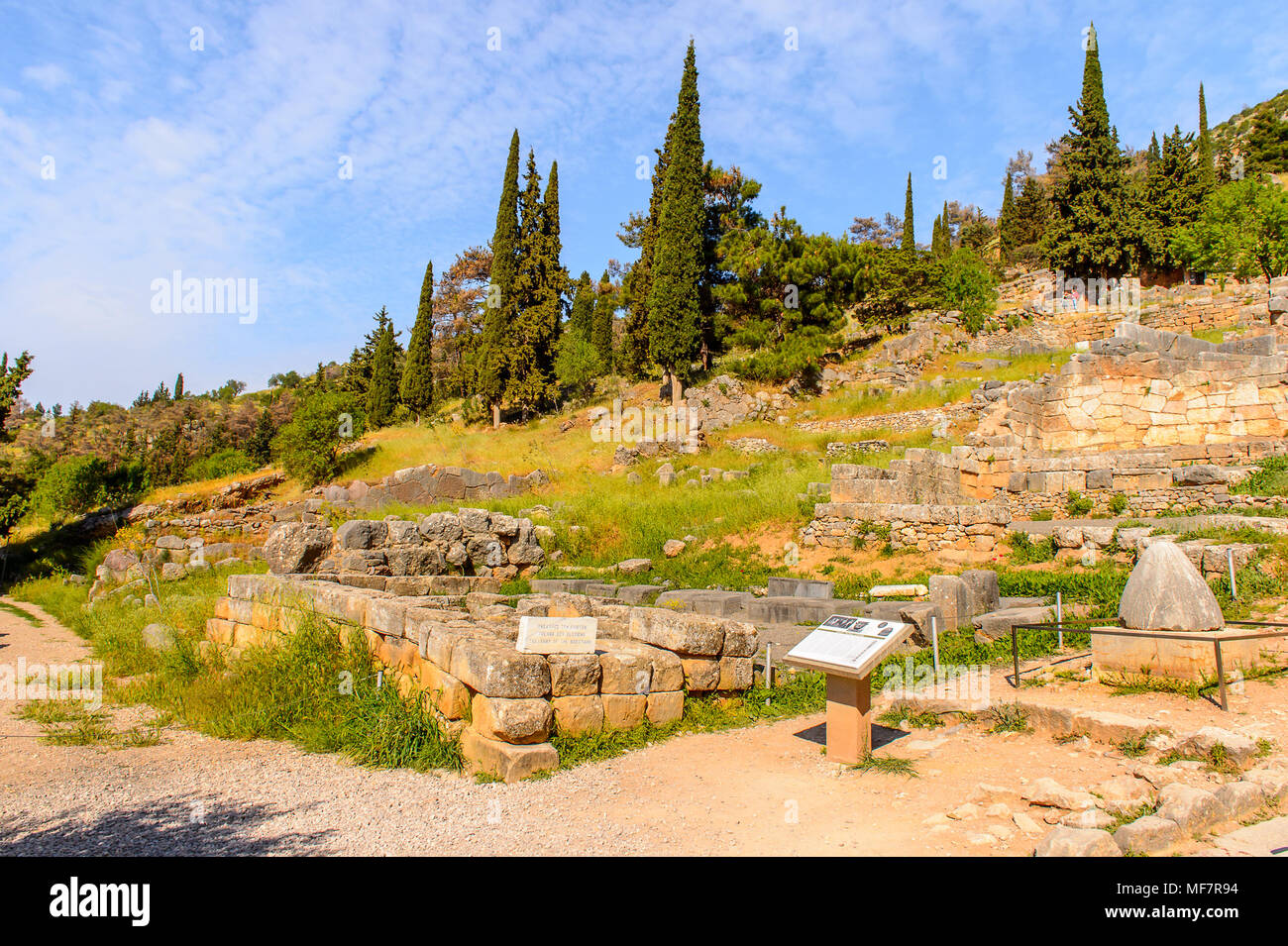 Ancient ruins of Delphi, an archaeological site in Greece, at the Mount ...