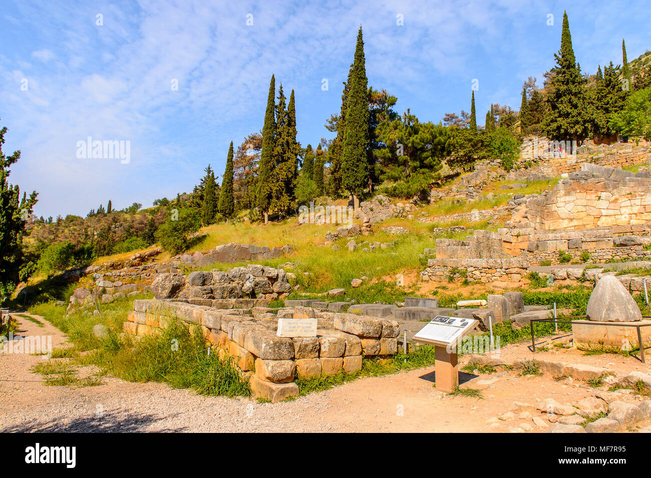 Ancient ruins of Delphi, an archaeological site in Greece, at the Mount ...