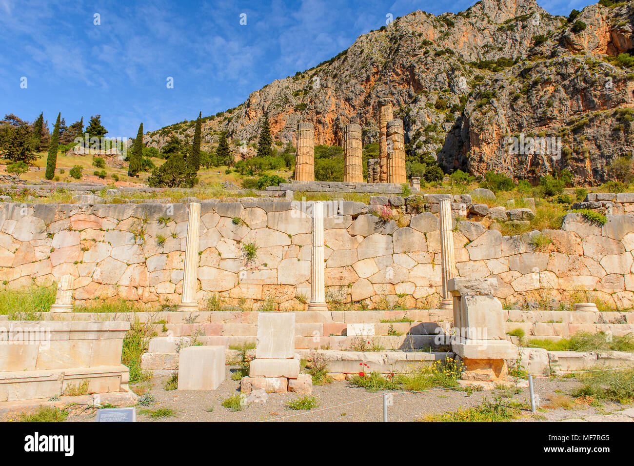 Delphi, an archaeological site in Greece, at the Mount Parnassus ...