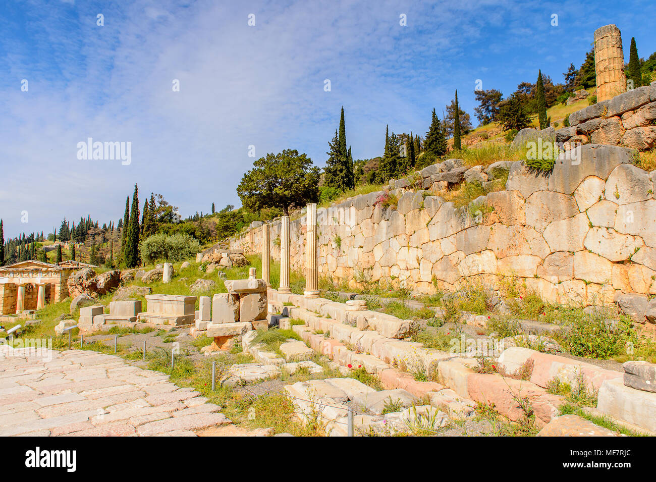 Ancient ruins of Delphi, an archaeological site in Greece, at the Mount ...