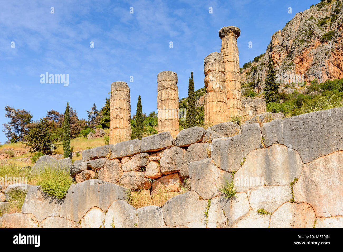 Apollo Temple in Delphi, an archaeological site in Greece, at the Mount ...