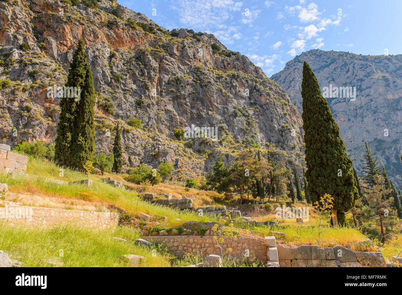Delphi, an archaeological site in Greece, at the Mount Parnassus ...