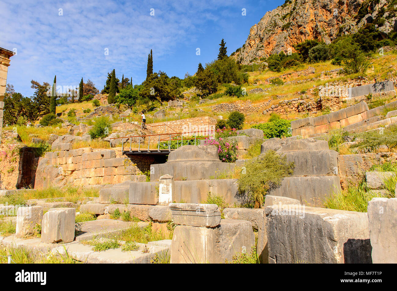 Ancient ruins of Delphi, an archaeological site in Greece, at the Mount ...