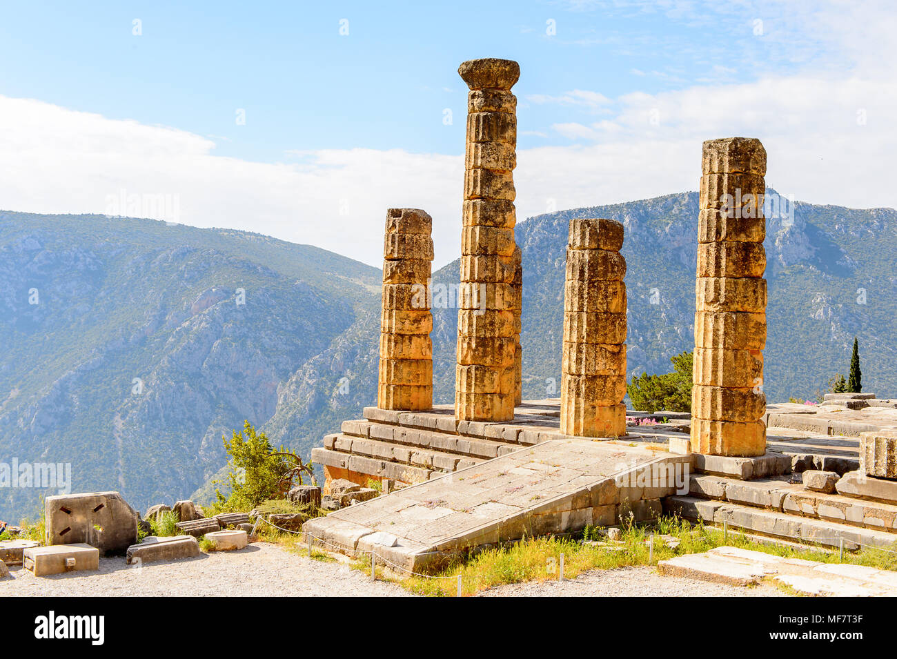 Apollo Temple in Delphi, an archaeological site in Greece, at the Mount ...