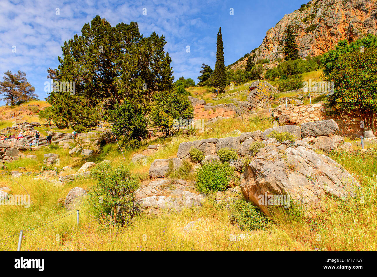 Ancient ruins of Delphi, an archaeological site in Greece, at the Mount ...