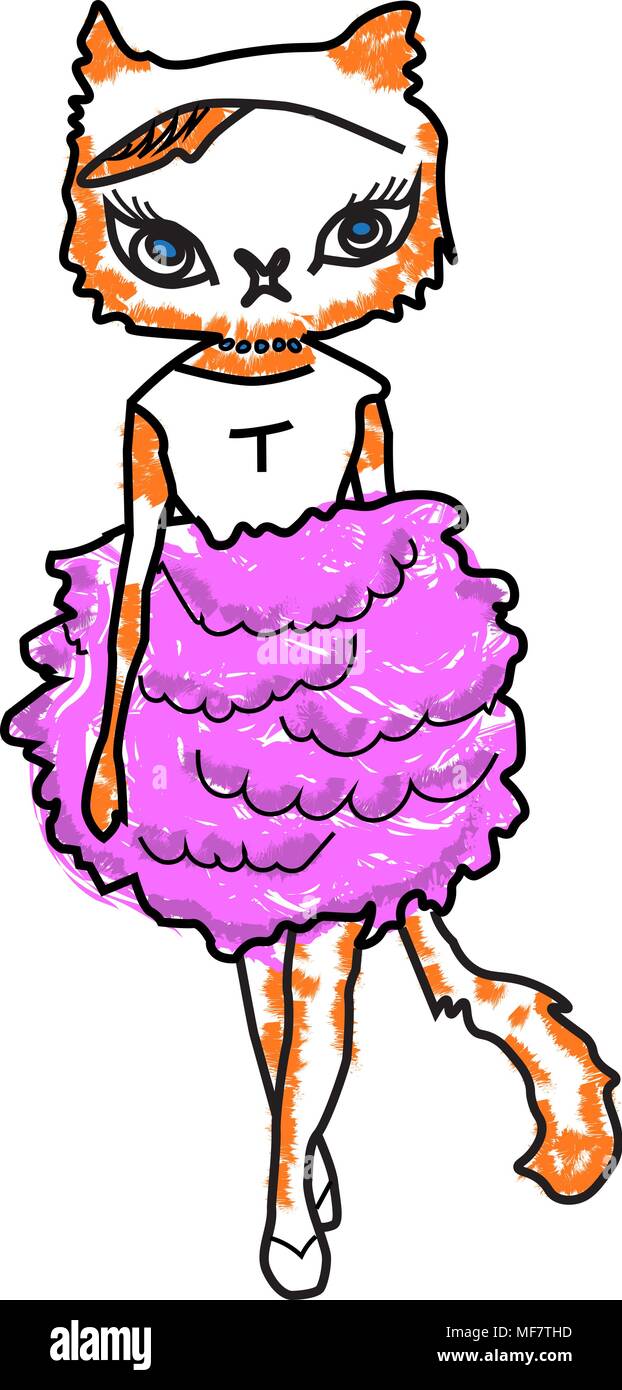 Cat in a dress. Vector illustration Stock Vector Image & Art - Alamy