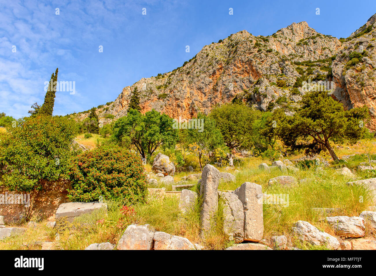 Ancient ruins of Delphi, an archaeological site in Greece, at the Mount ...