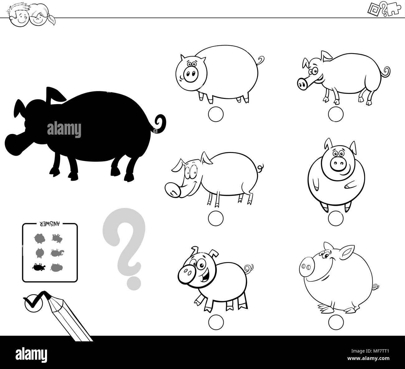 Black and White Cartoon Illustration of Finding the Shadow without ...