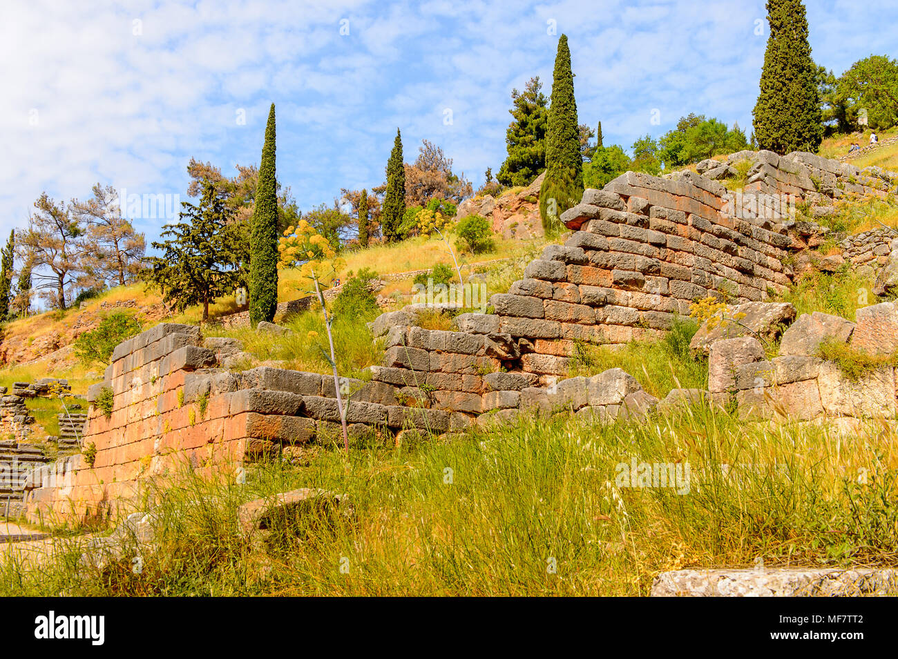 Ancient ruins of Delphi, an archaeological site in Greece, at the Mount ...