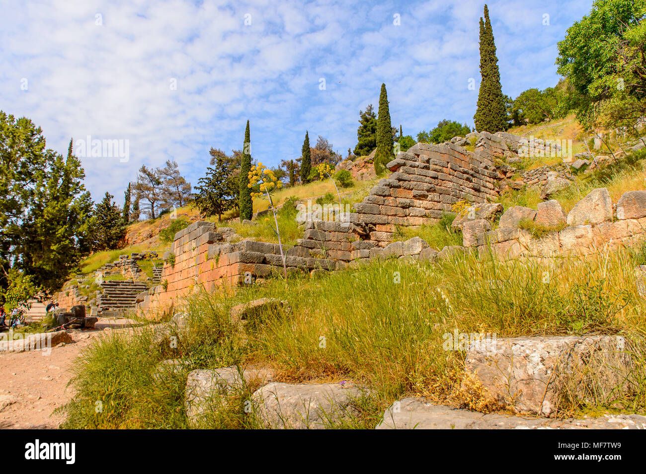 Ancient ruins of Delphi, an archaeological site in Greece, at the Mount ...