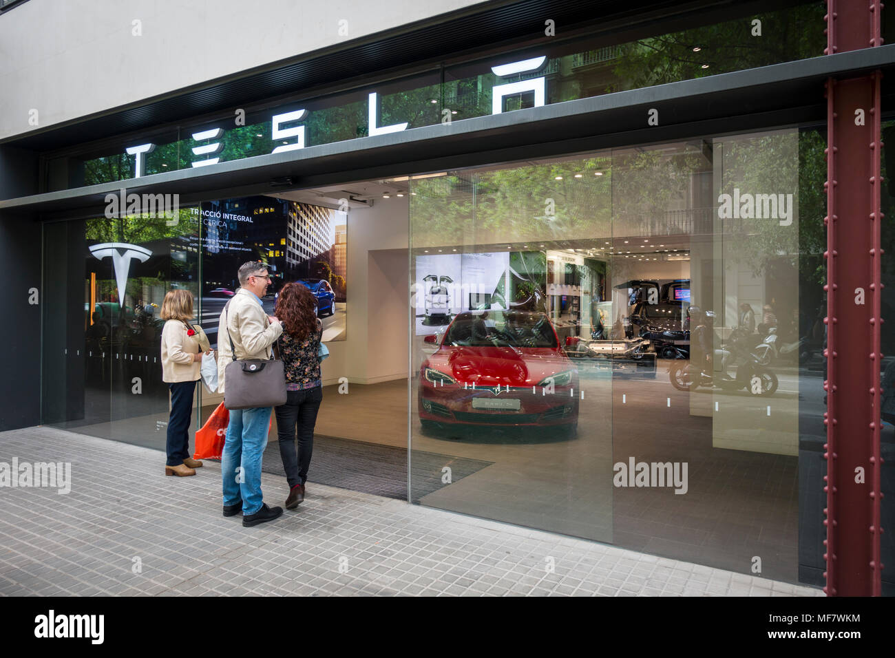 Barcelona, Spain. April 2018: Tesla inc cars flagship store near ...