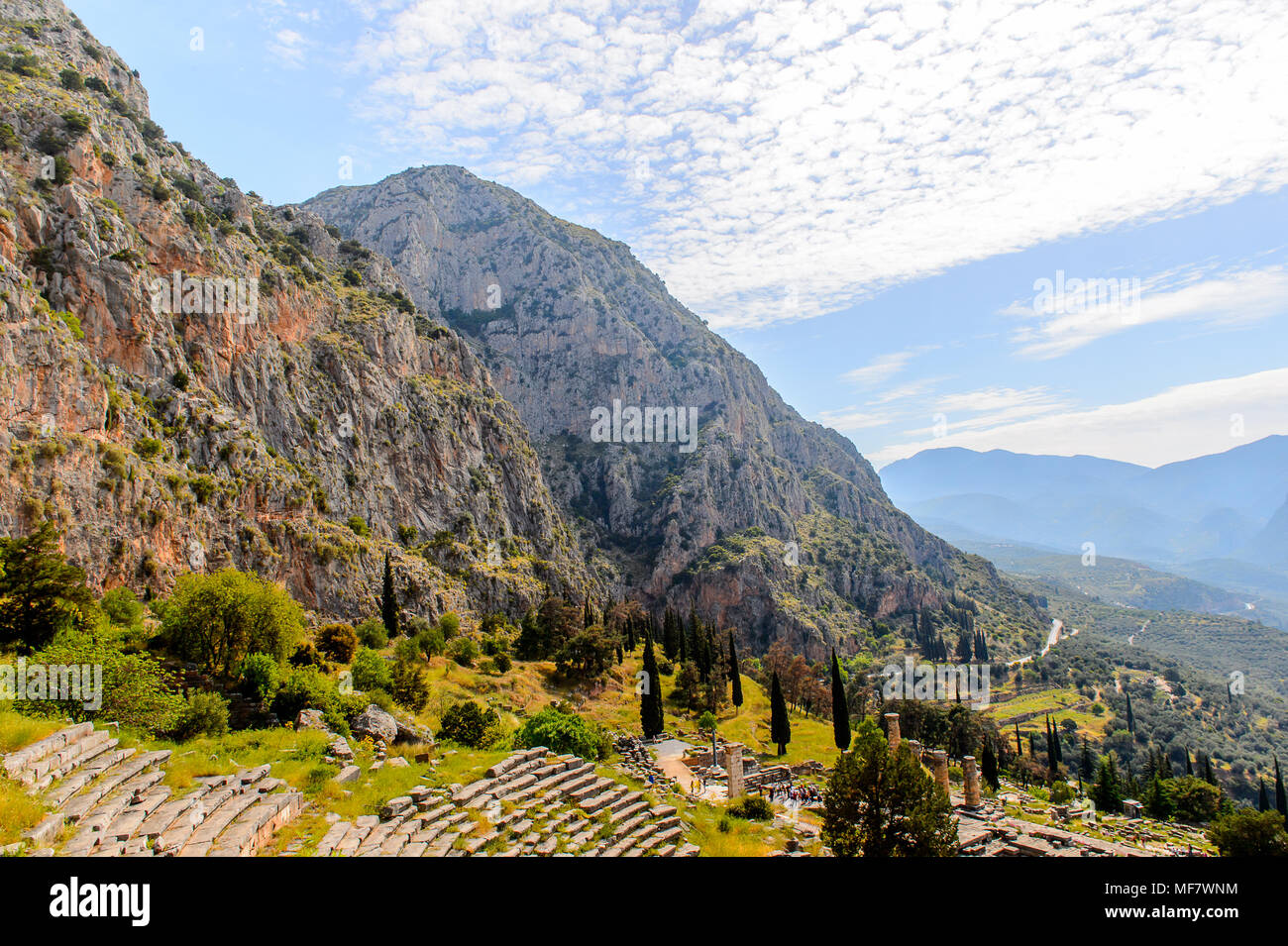 Delphi, an archaeological site in Greece, at the Mount Parnassus ...