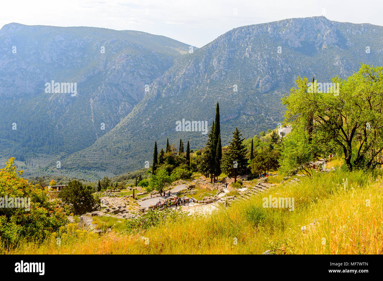 Delphi, an archaeological site in Greece, at the Mount Parnassus ...