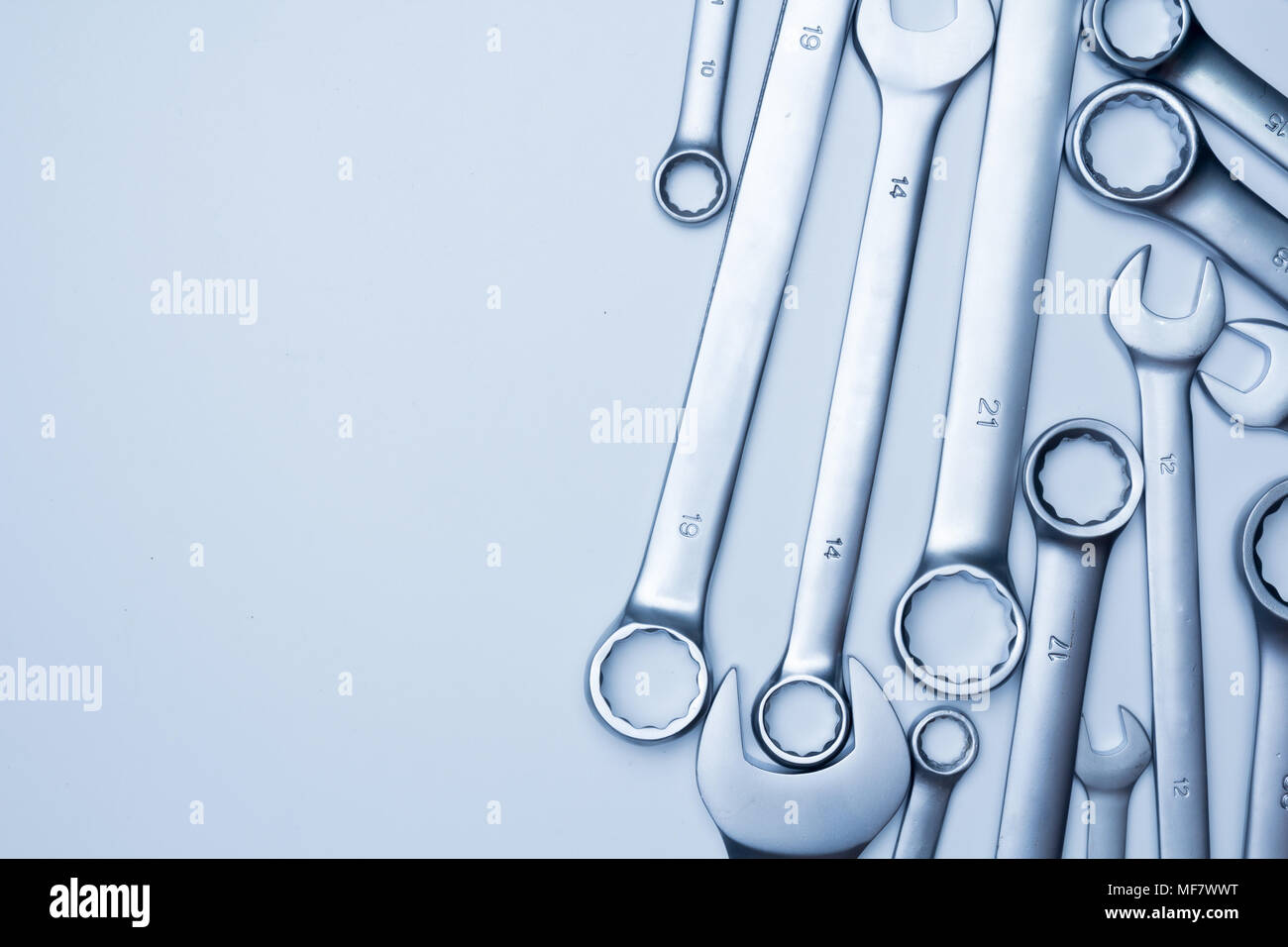 wrench tools and nut at metal background and texture,closeup Stock ...