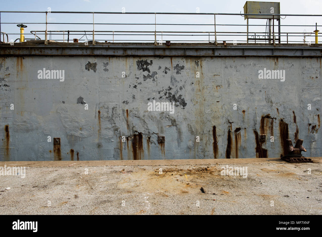 Ship´s side full of rust laying still at a port Stock Photo - Alamy