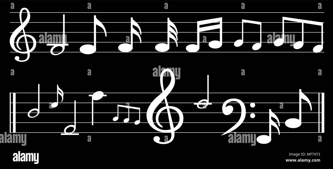 Music note background with different music symbols Stock Vector Image ...