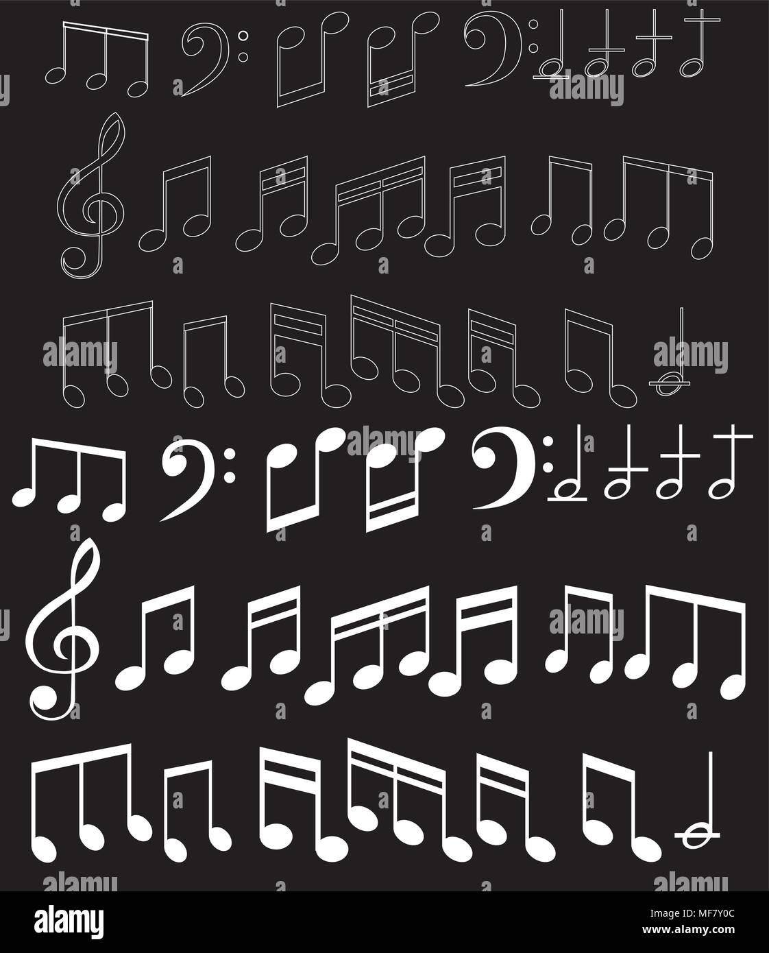 Music note background with different music symbols Stock Vector Image ...