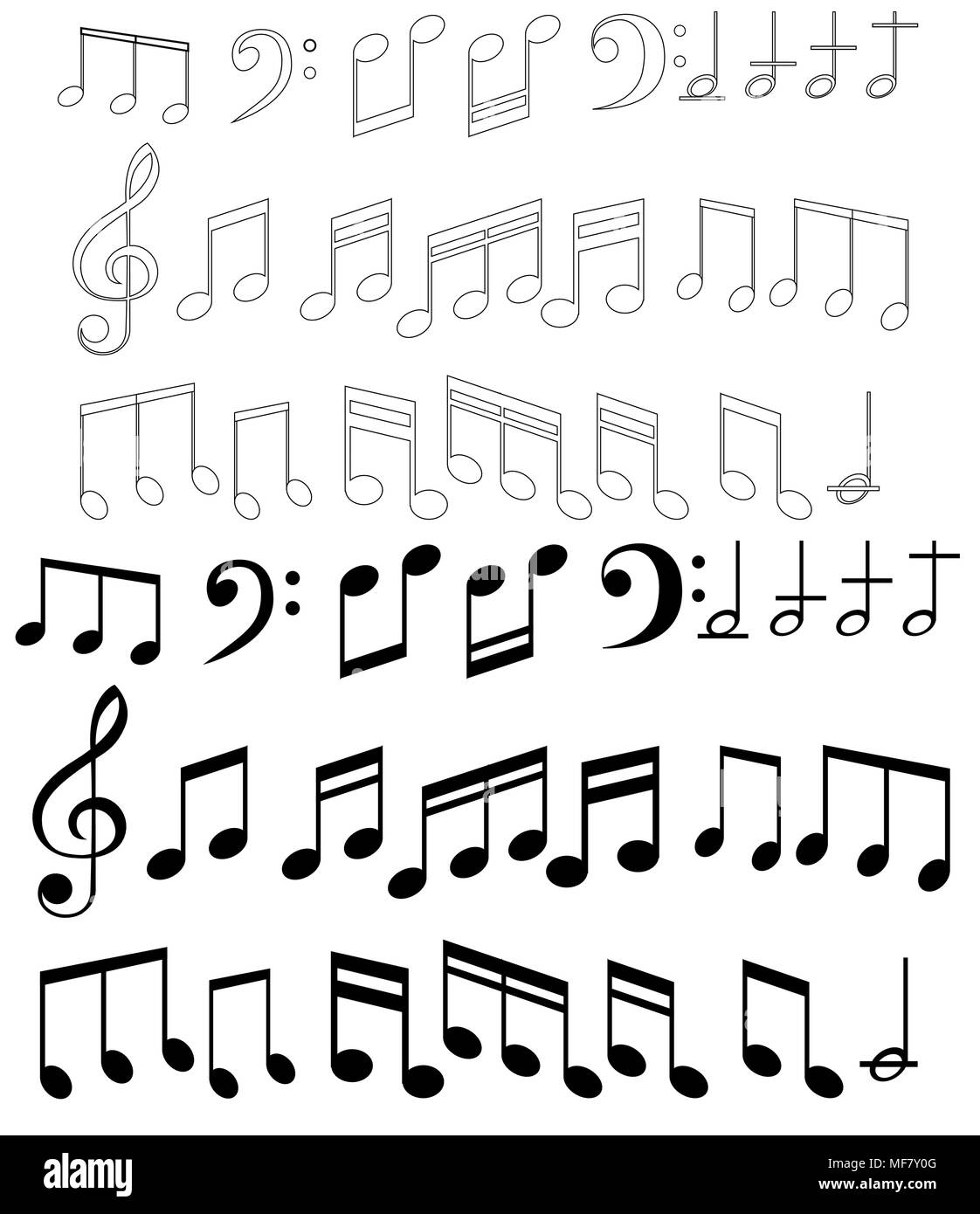 Music note background with different music symbols Stock Vector Image ...