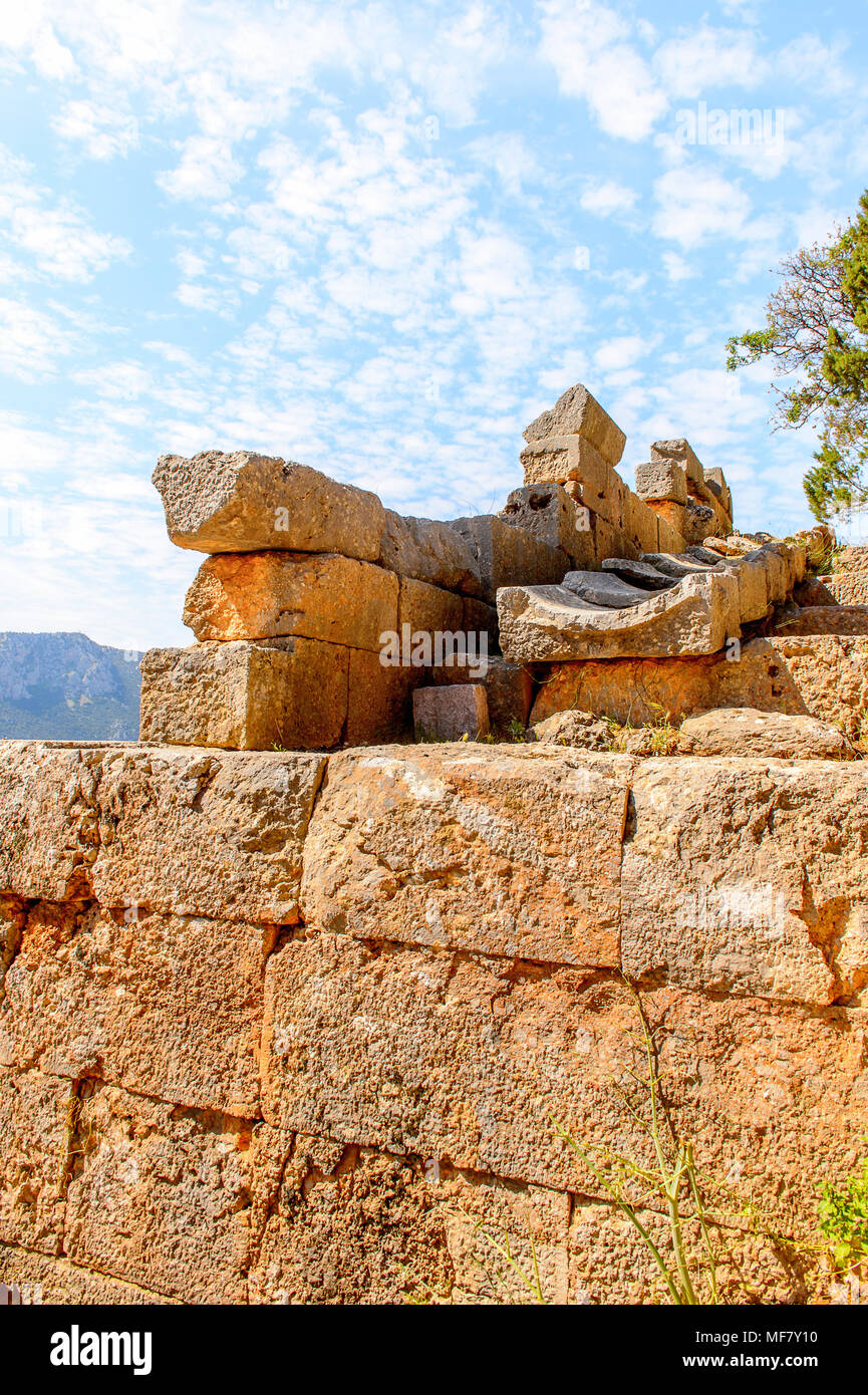 Delphi, an archaeological site in Greece, at the Mount Parnassus ...