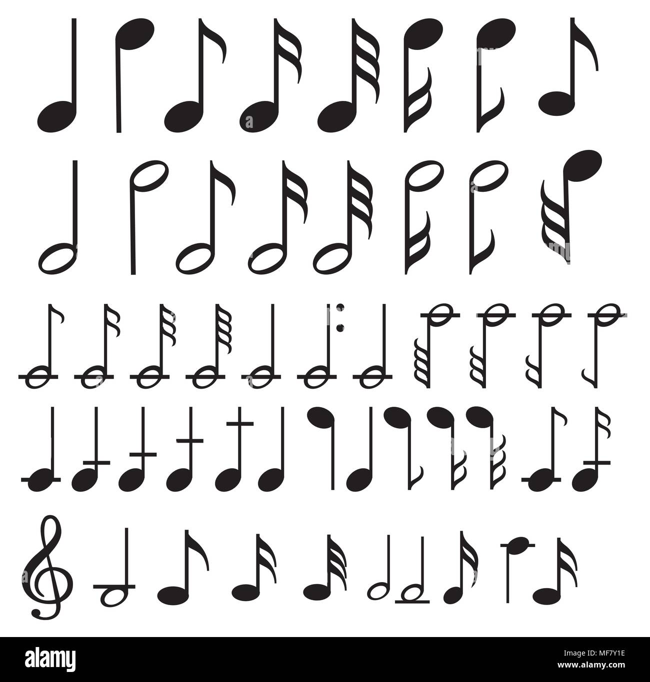 Music note background with different music symbols Stock Vector Image ...