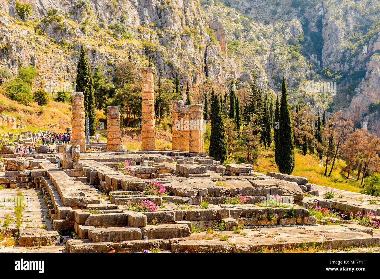 Apollo Temple in Delphi, an archaeological site in Greece, at the Mount ...