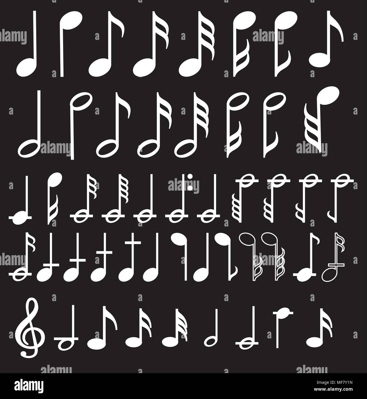 Music note background with different music symbols Stock Vector Image ...