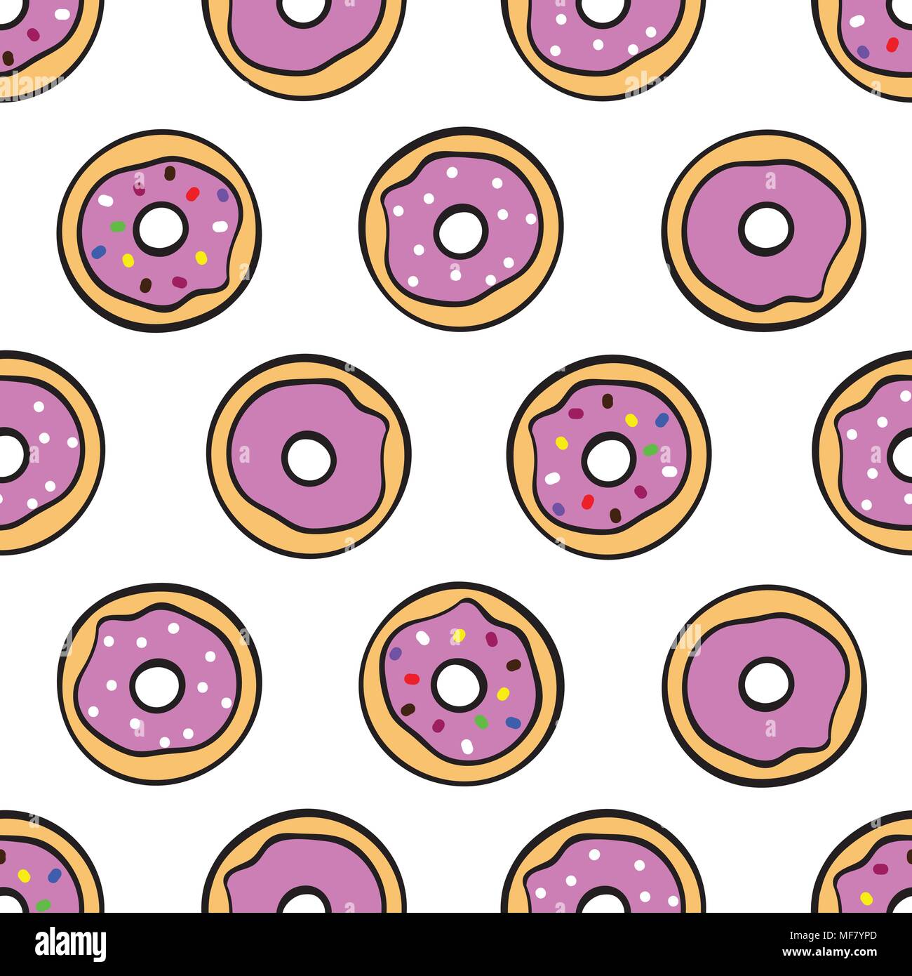 Colorful cute donuts on white background. Seamless pattern Stock Vector ...