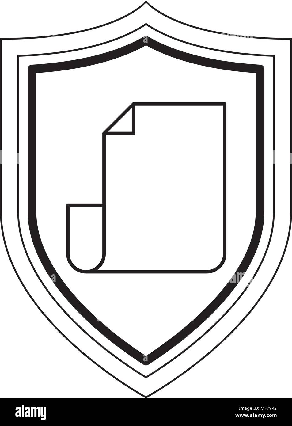 shield with paper document isolated icon vector illustration design ...