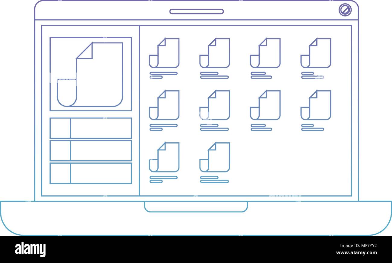 laptop computer with documents admin vector illustration design Stock ...