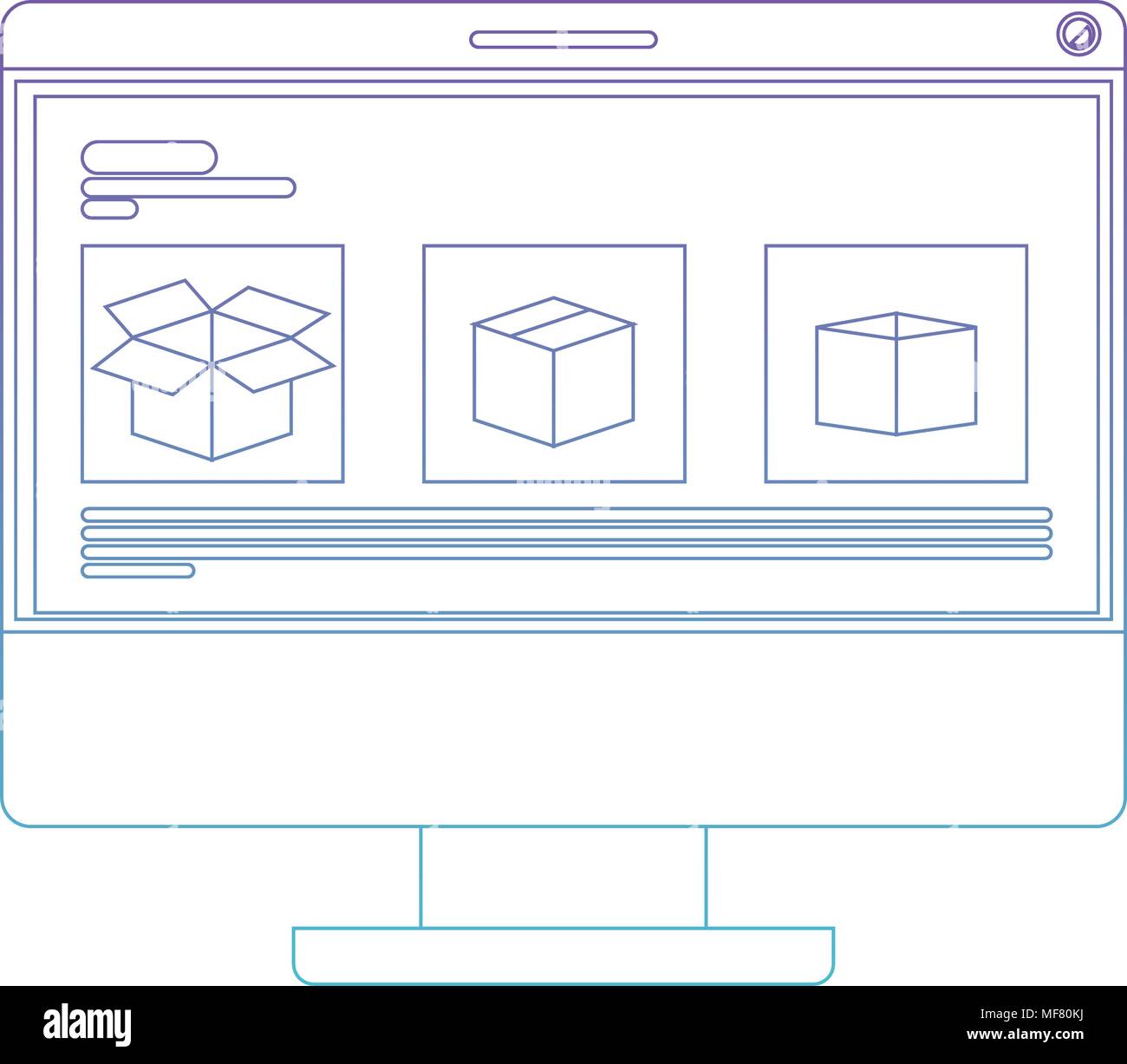 computer display with boxes vector illustration design Stock Vector ...