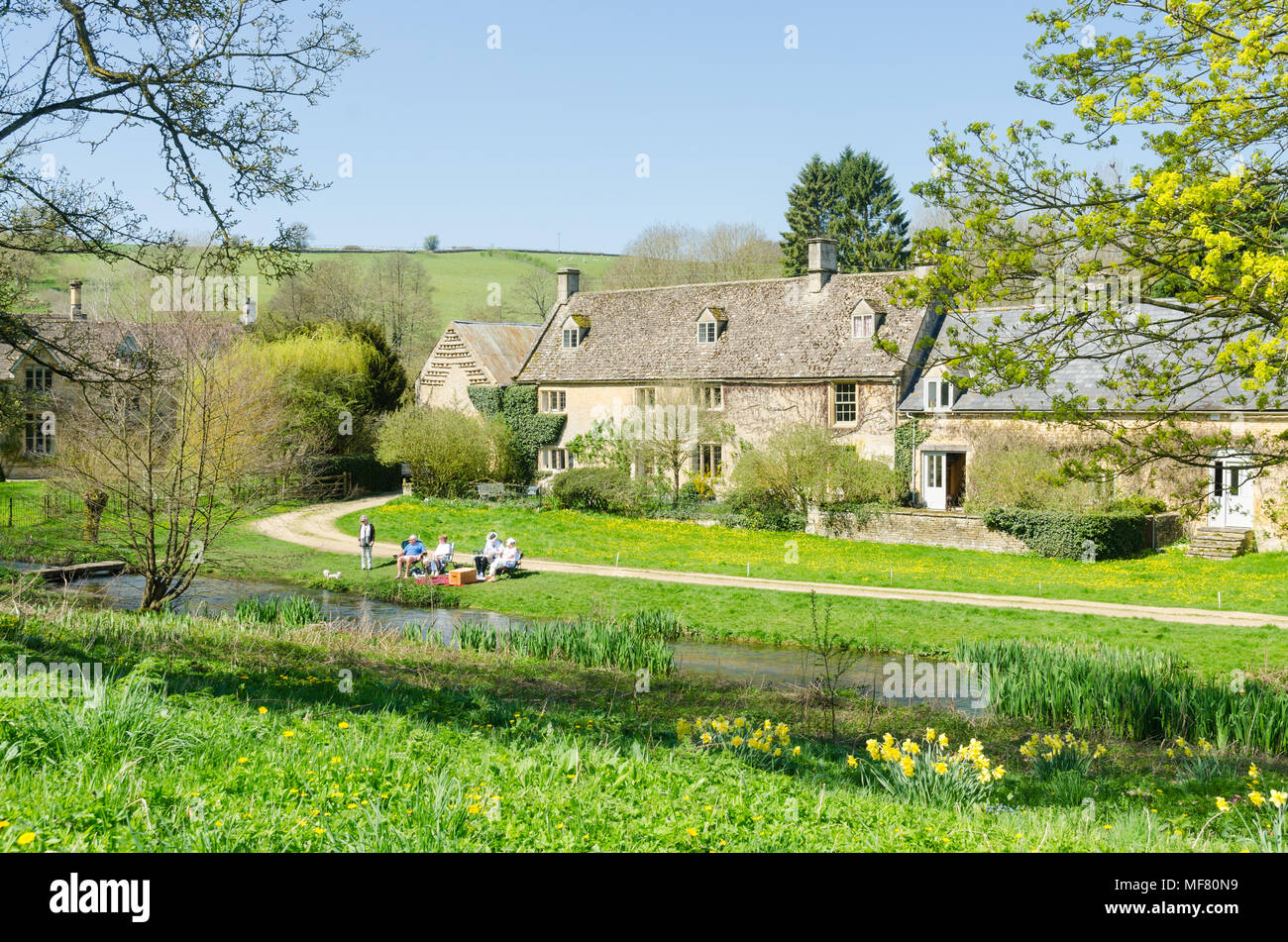 The River Eye running through the pretty Cotswold village of Upper ...