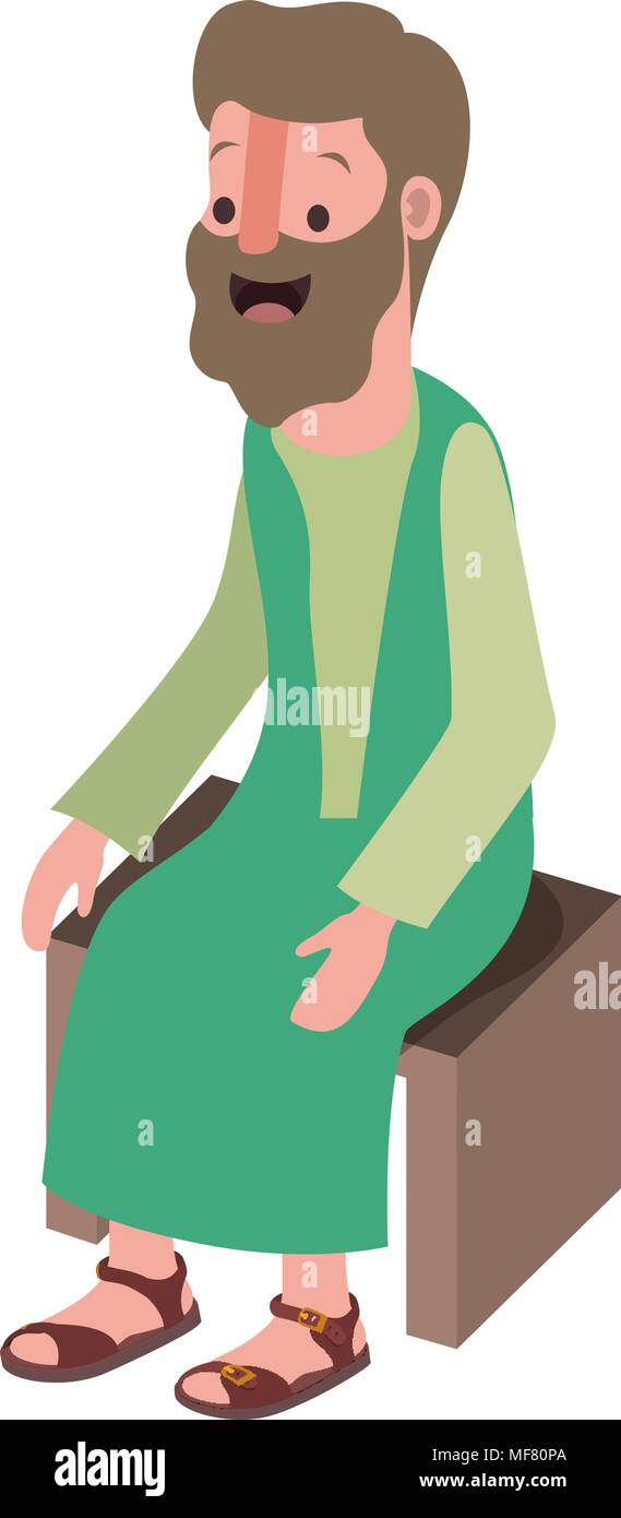 apostle of Jesus sitting on wooden chair vector illustration design ...