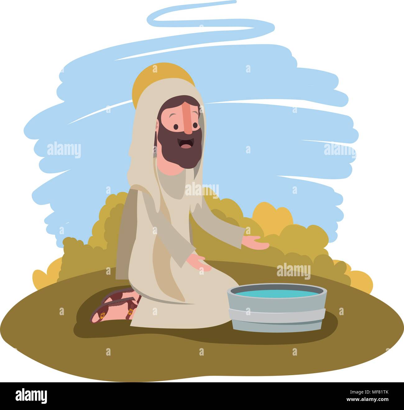 Jesus with water pot in the camp vector illustration design Stock ...