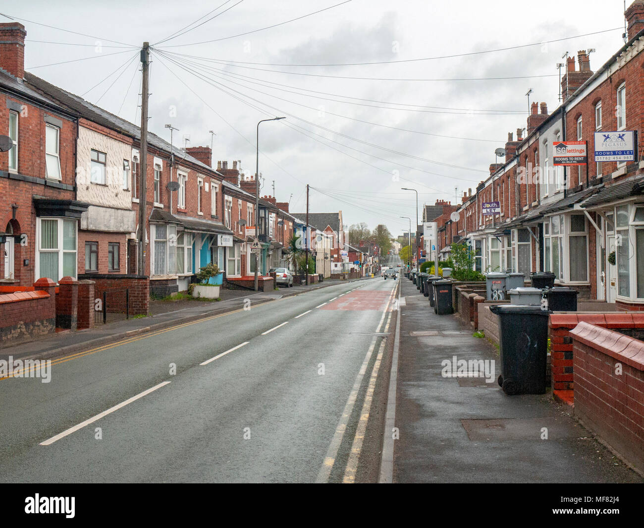 Edlesten road, looking up towards town centre in Crewe Cheshire England ...