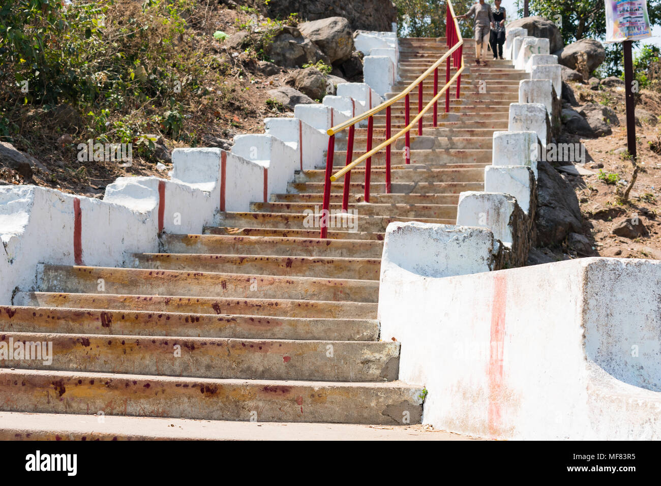 cement staircase way to temple at top of a mountain from bottom of ...
