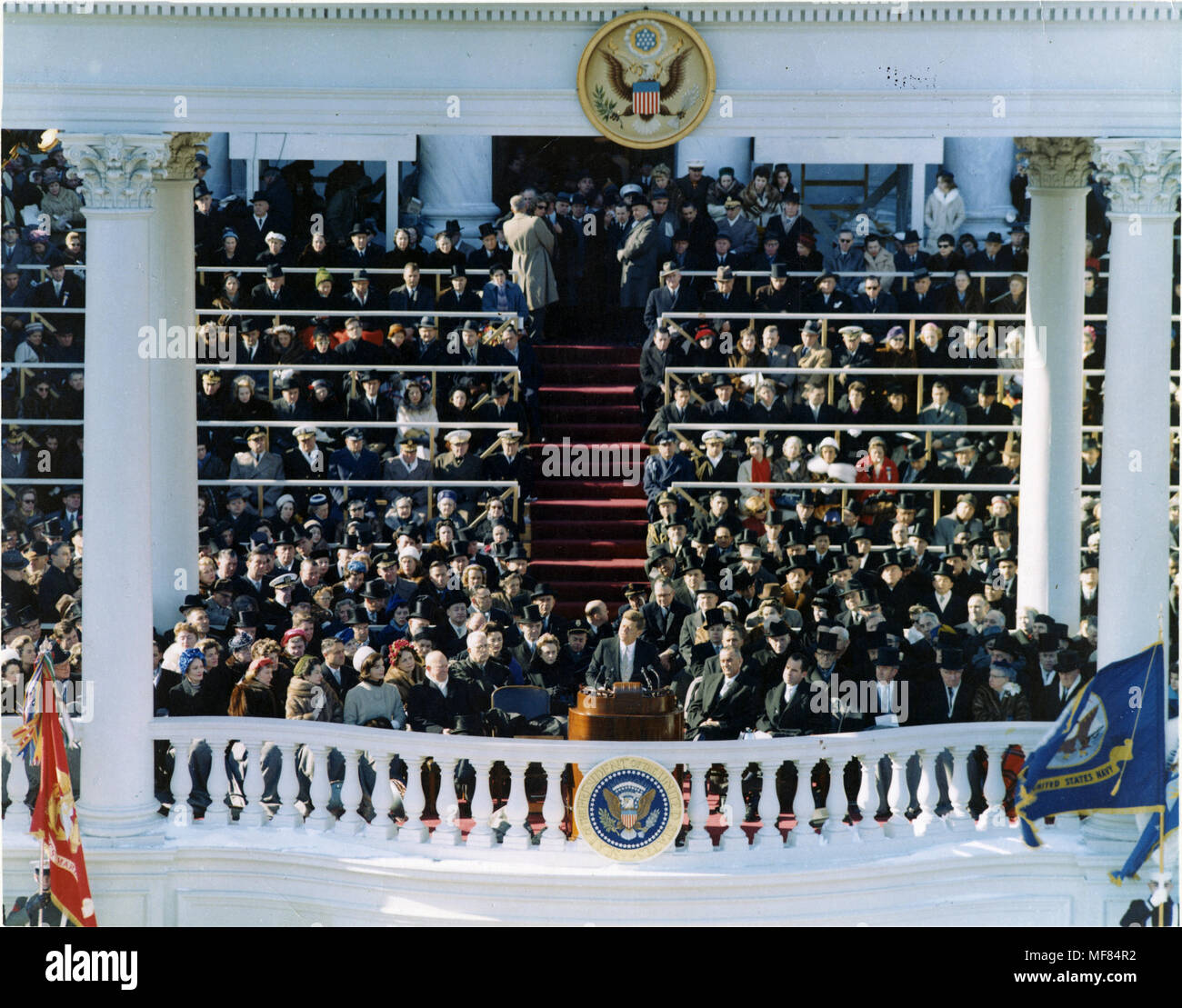 PX65-108:CC18209 20 January 1961 President John F. Kennedy delivers his inaugural address ...
