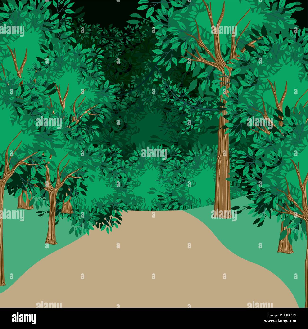 tree forest landscape blurred colors vector illustration design Stock ...